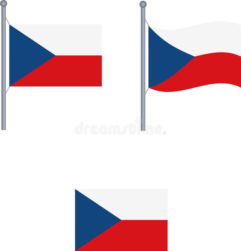 A Set of Flags of Czech Republic Stock Illustration - Illustration of ...