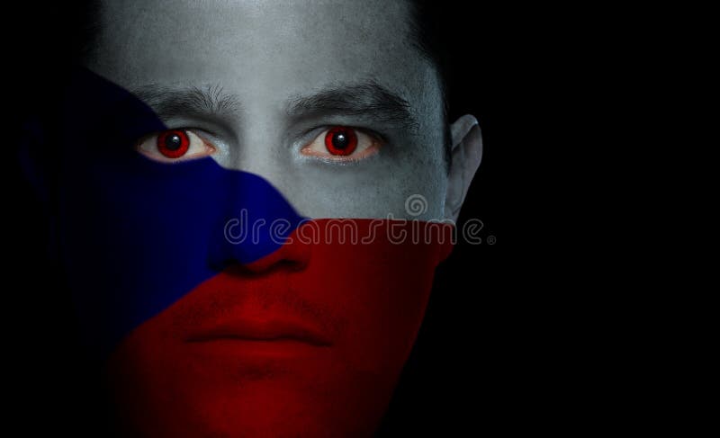 Czech Flag - Male Face stock photo. Image of aggressive - 3109304