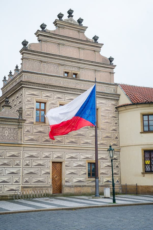 Czech flag in Prague stock photo. Image of prague, architecture - 66736092