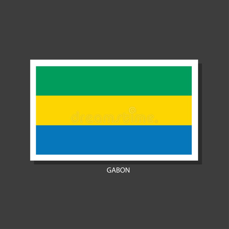 Gabon Flag Vector Square Icon on Black Background Stock Vector ...