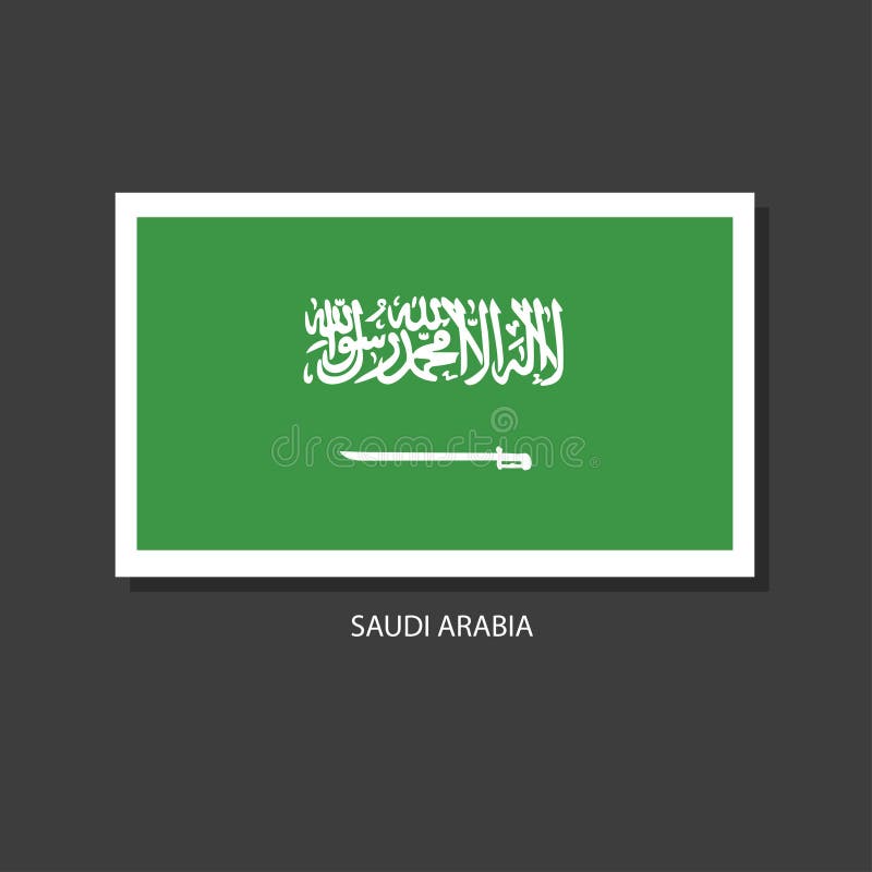 Saudi Arabia Flag Vector Square Icon on Black Background Stock Vector ...