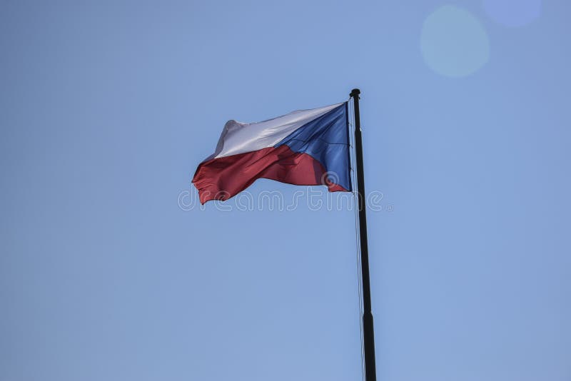 Czech Flag Waving on Clear Sky Stock Image - Image of reflection ...