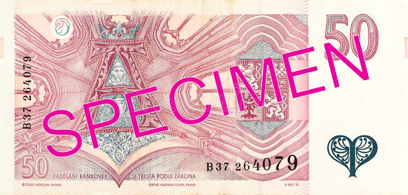 50 Czech Koruna Bank Note Reverse Stock Image - Image of krone, koruna ...