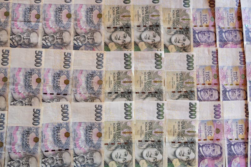 Czech Koruna Banknotes (CZK) 1000 2000 5000, Currency of Czech Republic ...