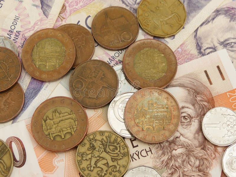 Czech Koruna Notes and Coins, Czech Republic Stock Photo - Image of ...