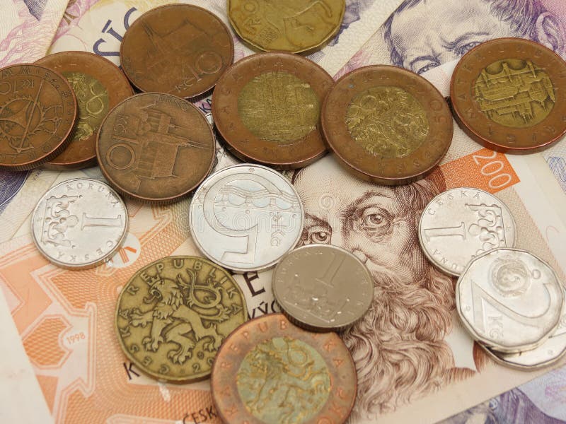 Czech Koruna Coins and Notes Stock Image - Image of koruna, republika ...