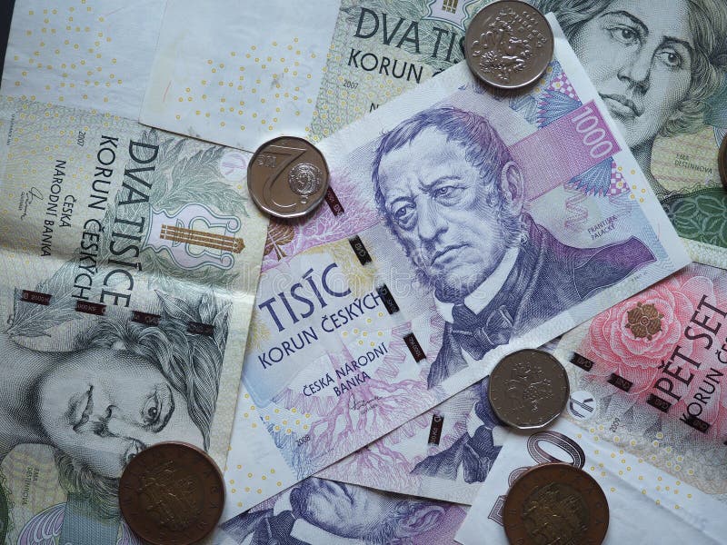 Czech Koruna Notes and Coins, Czech Republic Stock Image - Image of ...