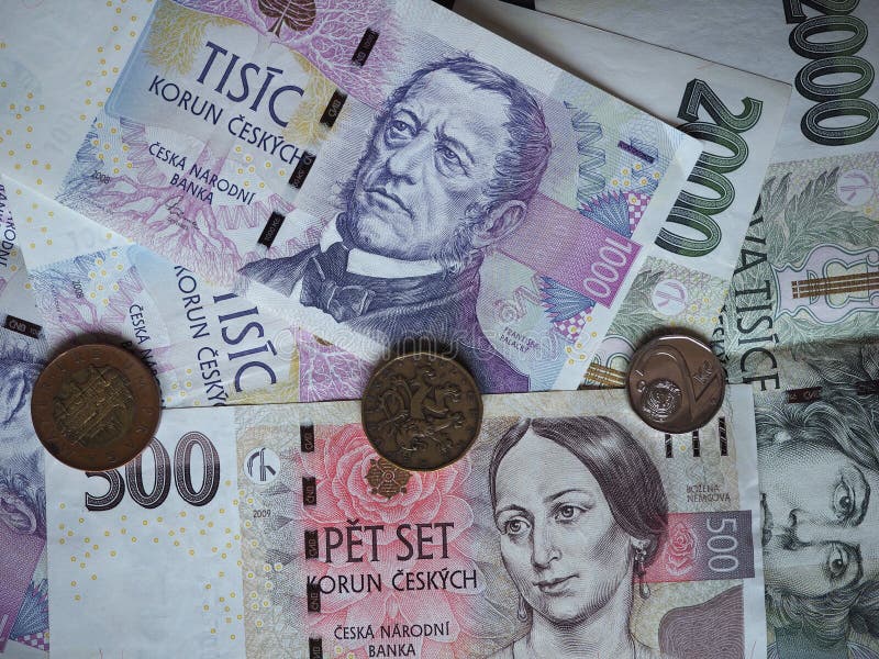 Czech Koruna Notes and Coins, Czech Republic Stock Image - Image of ...