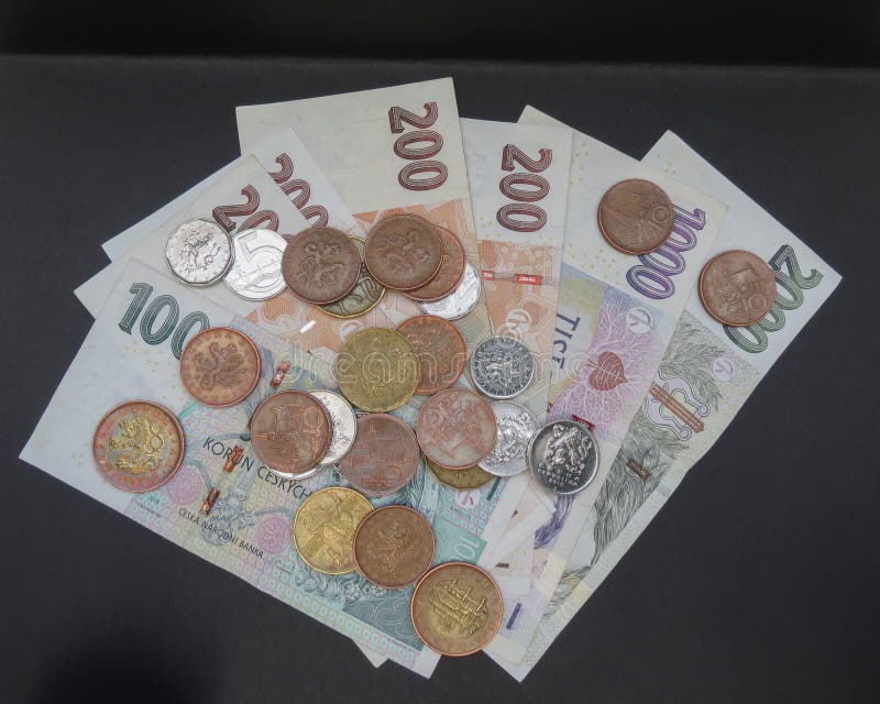 Czech Koruna Notes and Coins, Czech Republic Stock Photo - Image of ...