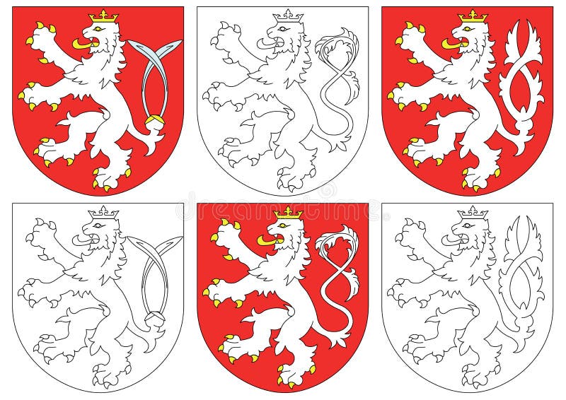 Czech Lion and Similar Blazons Stock Vector - Illustration of black ...