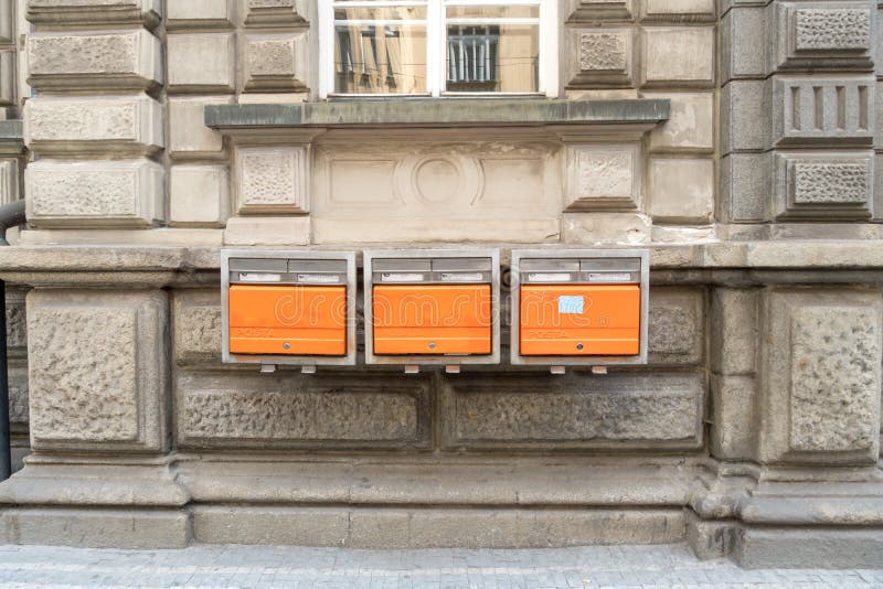Post box orange isolate stock photo. Image of mailbox - 89451582
