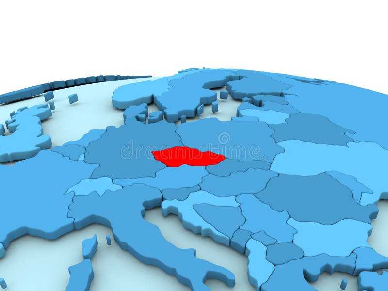 Czech Republic on Blue Globe Stock Illustration - Illustration of ...