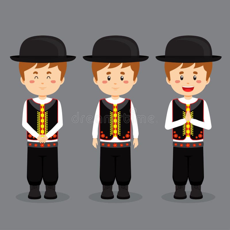 Czech Republic Character with Various Expression Stock Vector ...