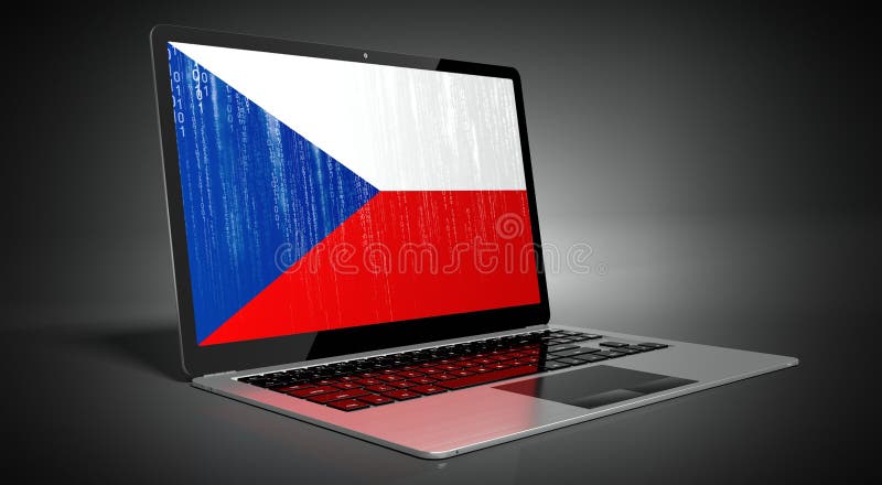 Czech Republic - Country Flag and Binary Code on Laptop Screen Stock ...