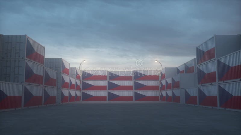 Czech Republic Flag Containers are Located at the Container Terminal ...
