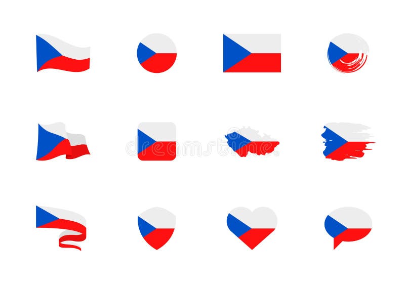 Czech Republic Flag - Flat Collection. Flags of Different Shaped Twelve ...