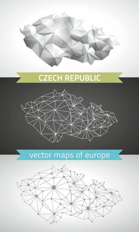 Czech Republic Grey Vector Maps Stock Vector - Illustration of savor ...