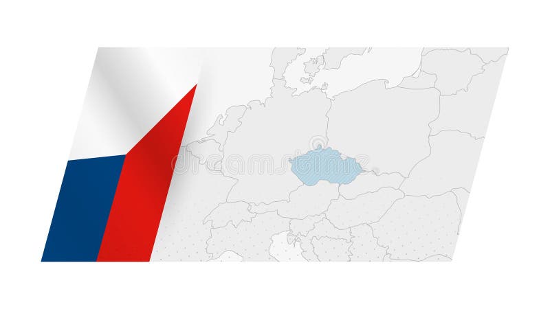 Czech Republic Map in Modern Style with Flag of Czech Republic on Left ...