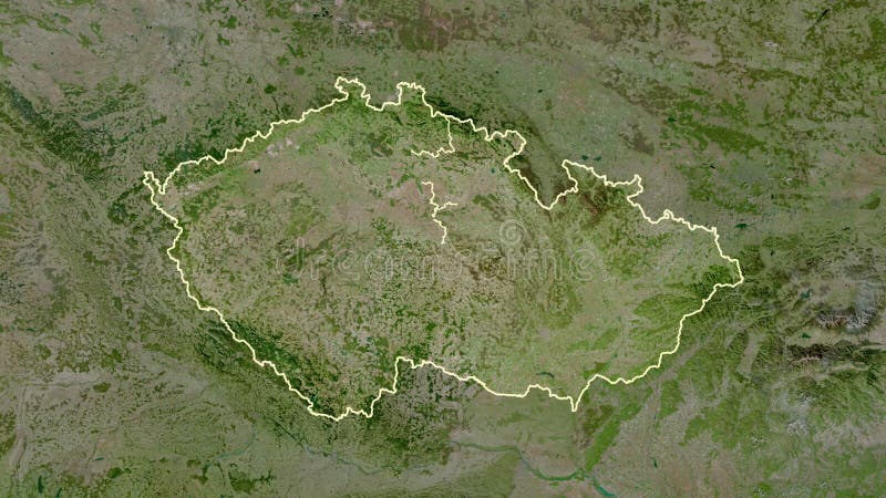 Czech Republic Map - Solid. Regions. Satellite. Labels Stock Video ...