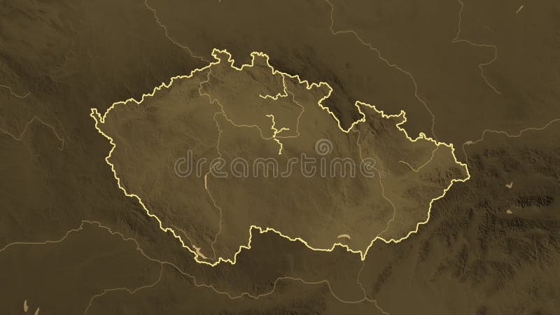 Czech Republic Map - Solid. Regions. Sepia. Labels Stock Video - Video ...