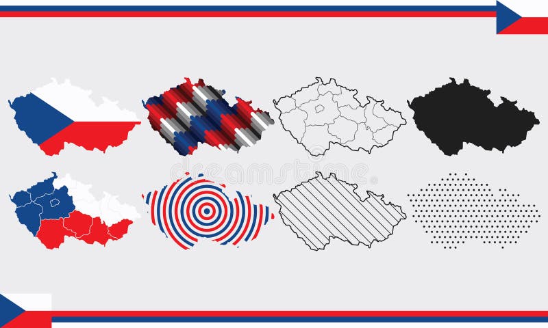 Czech Republic Map Vector Set Stock Vector - Illustration of political ...