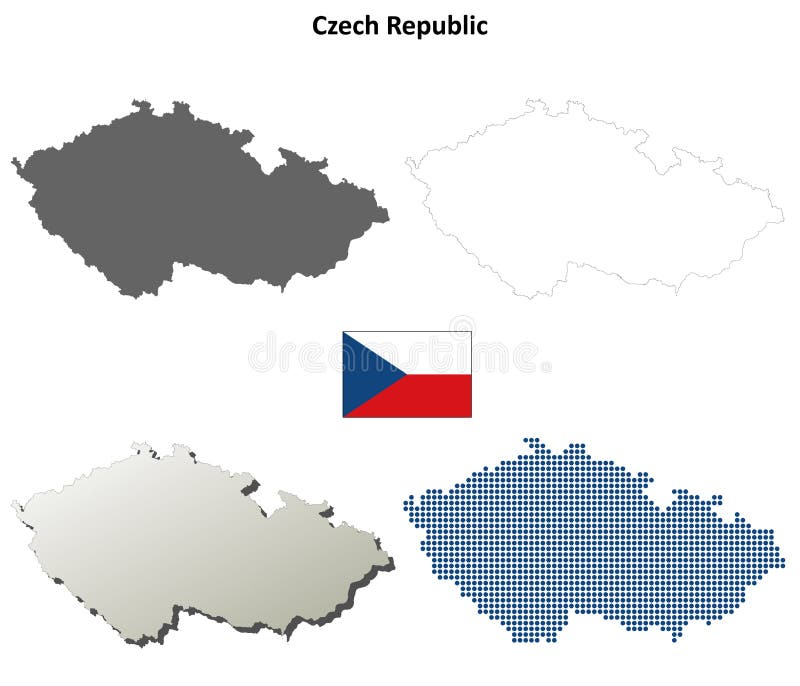 Czech Republic Outline Map Set Stock Vector - Illustration of banner ...