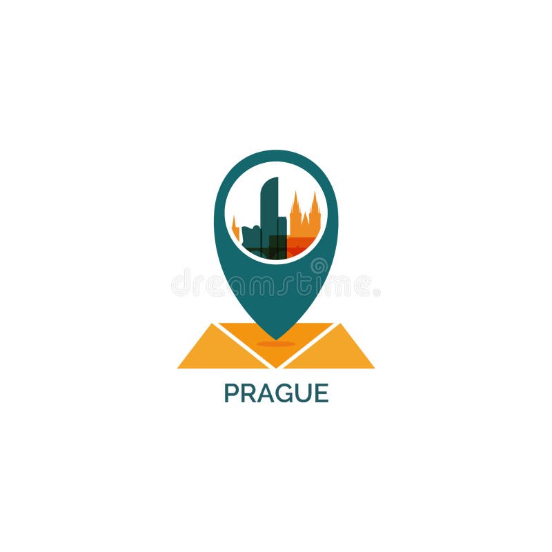 Prague City Skyline Silhouette Vector Logo Illustration Stock Vector ...