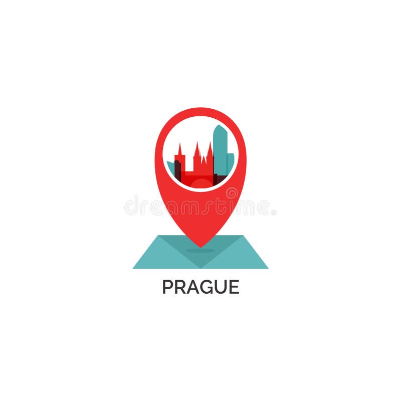 Prague City Skyline Silhouette Vector Logo Illustration Stock Vector ...