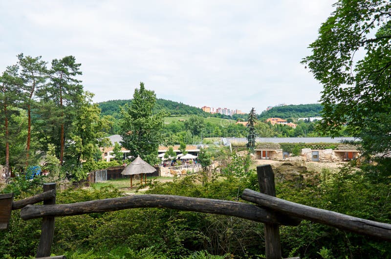 Prague Nature In Summer, Trees And Riverside Houses Stock Image - Image ...
