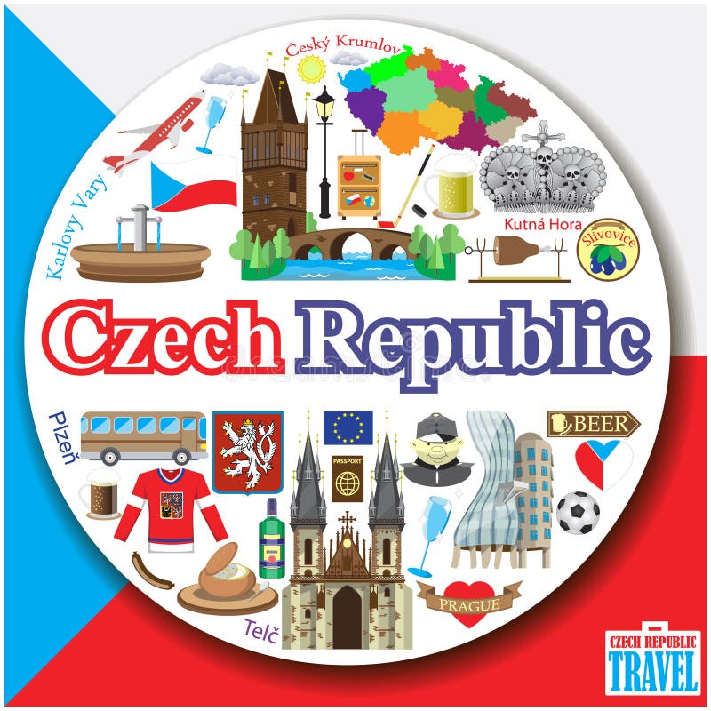 Czech Republic Famous Landmarks Vector Symbols Stock Vector ...