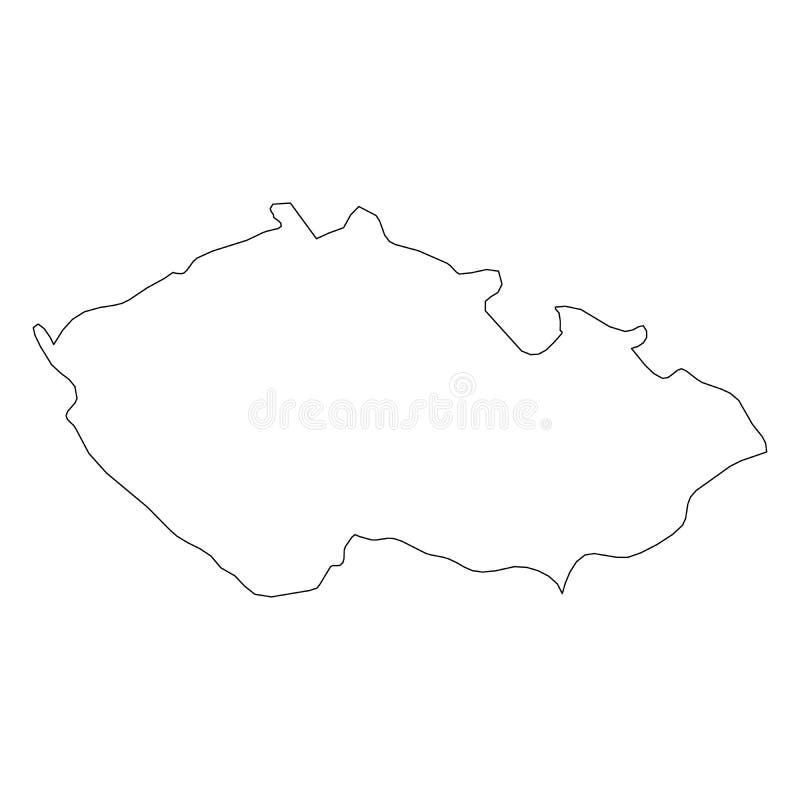 Czech Republic - Solid Black Outline Border Map of Country Area. Simple ...