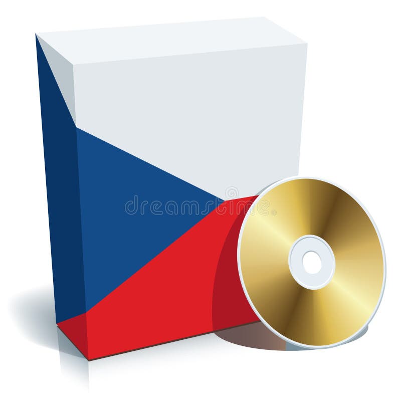 Czech software box and CD stock vector. Illustration of container - 7953949