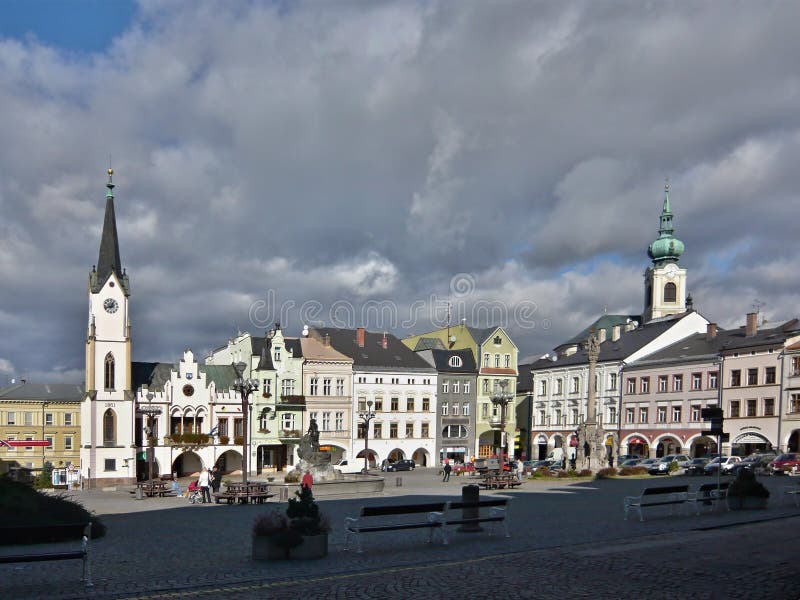 Czech square in blue hour stock image. Image of czech - 7454849