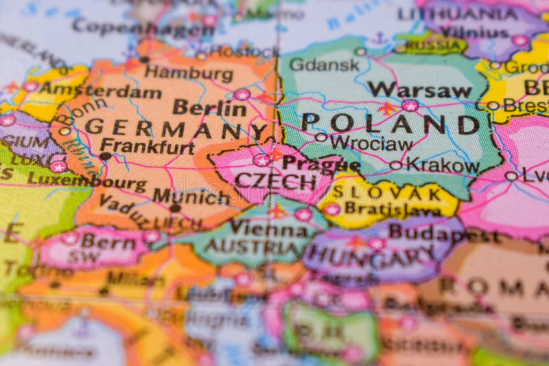 Czech on the World Map-Geo Political Map Stock Photo - Image of blurry ...