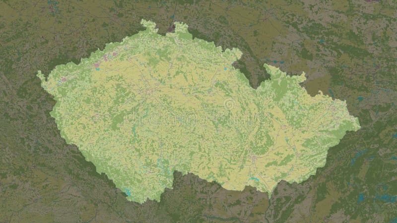 Czechia Highlighted. Topo Humanitarian Stock Illustration ...