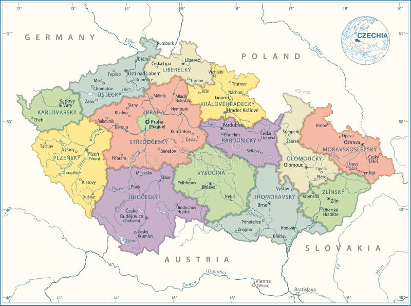Czechia Map - Highly Detailed Vector Illustration Stock Vector ...