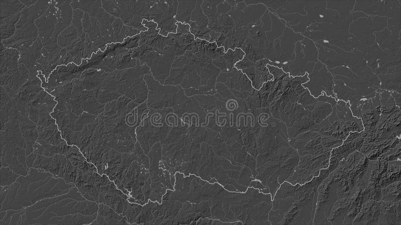 Czechia outlined. Bilevel stock illustration. Illustration of geography ...