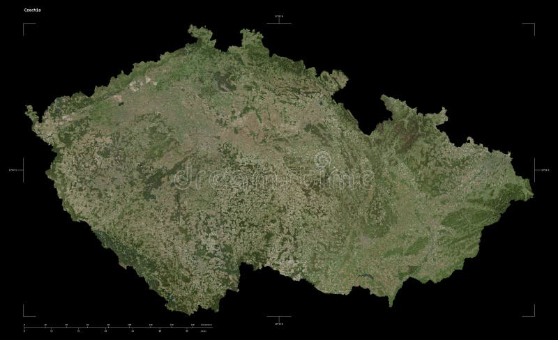 Czechia Shape on Black. High-res Satellite Stock Illustration ...
