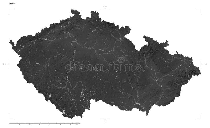 Czechia Shape on White. Grayscale Stock Illustration - Illustration of ...