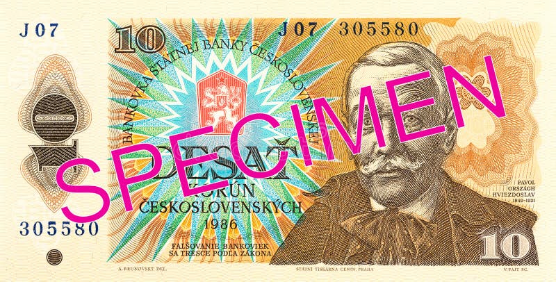 10 Czechoslovak Koruna Bank Note Obverse Stock Photo - Image of ...