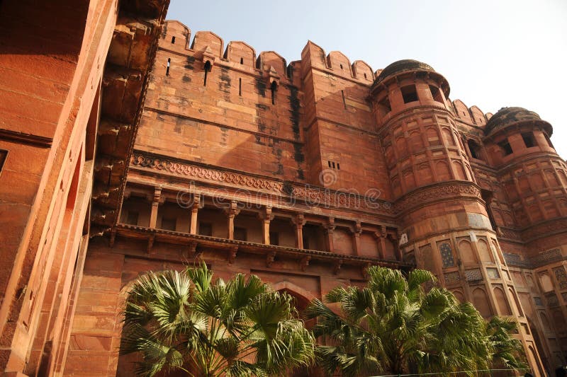 Czerwony Fort, Agra, Uttar Pradesh, India. Obraz Stock - Obraz złożonej ...