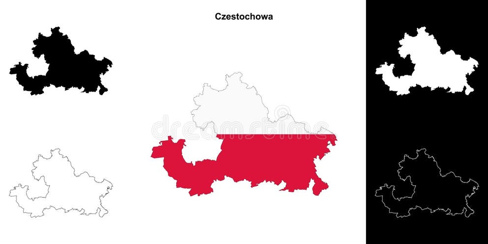 Czestochowa outline map stock vector. Illustration of czestochowa ...
