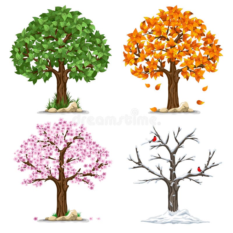 Cztery pory roku ilustracja wektor. Ilustracja złożonej z śnieg - 41843020