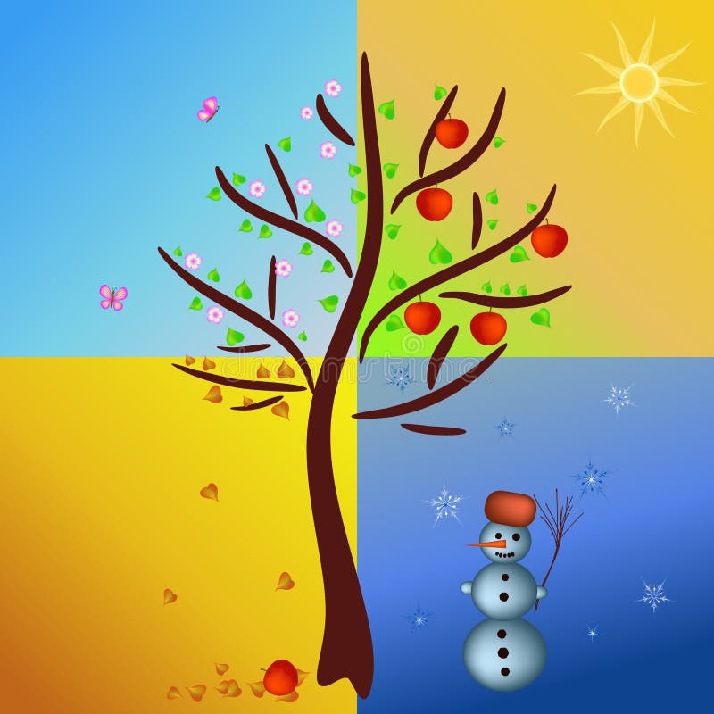 Cztery pory roku ilustracja wektor. Ilustracja złożonej z ikona - 52606430