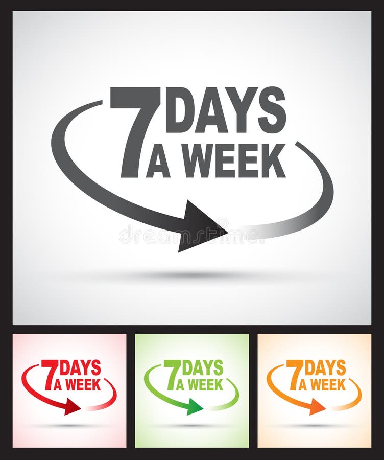 7 días a la semana icono stock de ilustración. Ilustración de siete ...