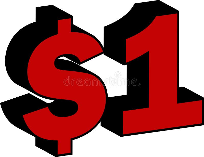 1 Dólar Un Símbolo De Precio Rojo Stock de ilustración - Ilustración de ...