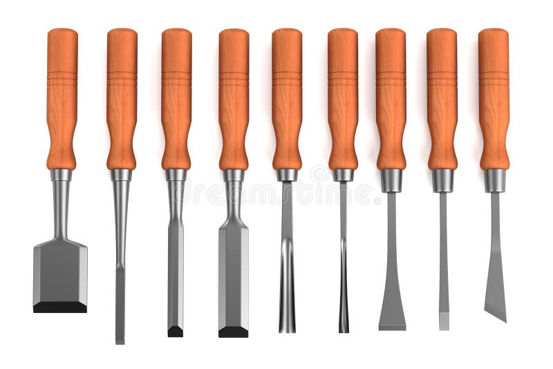 3D-Rendering von Meißeln stock abbildung. Illustration von holzarbeit ...