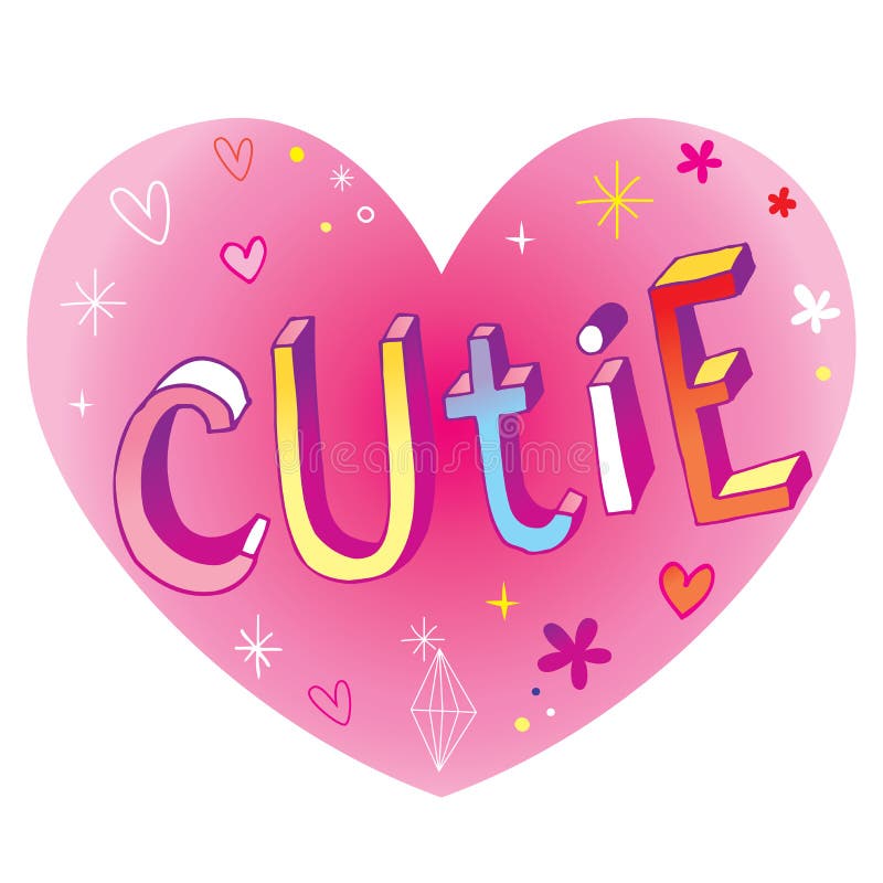 Cutie Heart Shaped Lettering Design Stock Vector Illustration Of