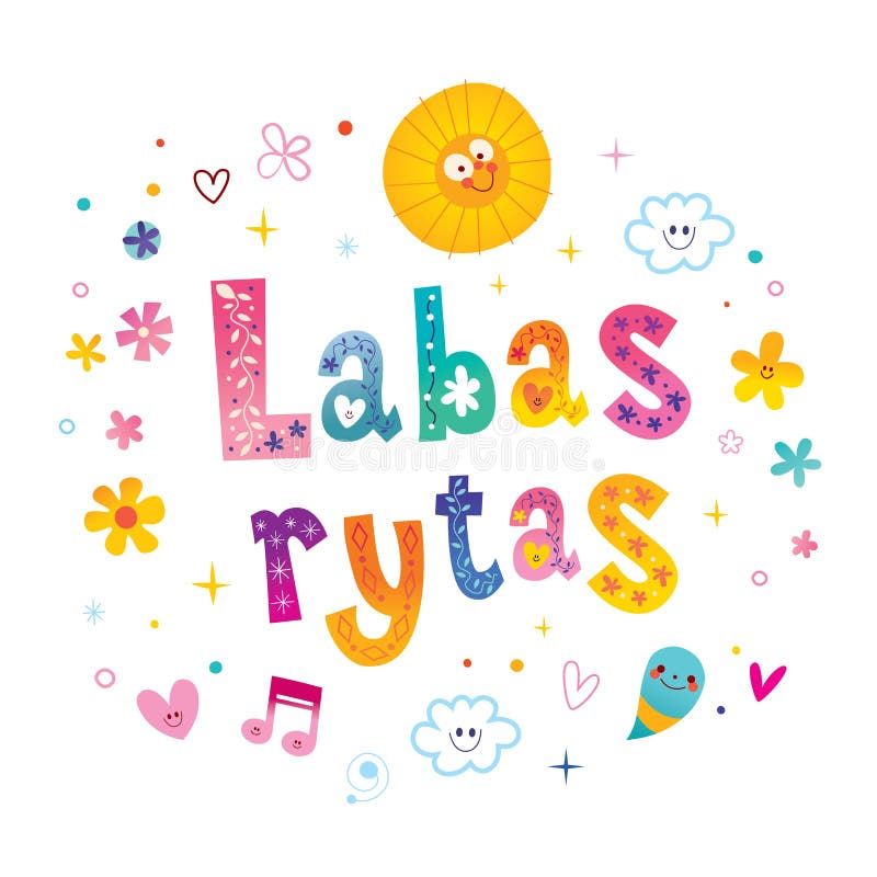 Labas Rytas - Good Morning in Lithuanian Stock Vector - Illustration of ...