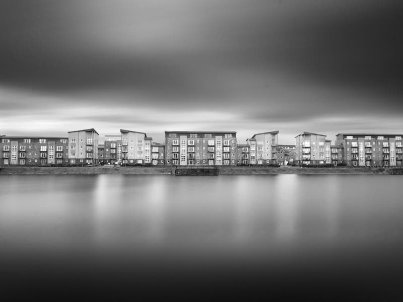 Llanelli North Dock Long Exposure (Monochrome) Stock Photo - Image of ...